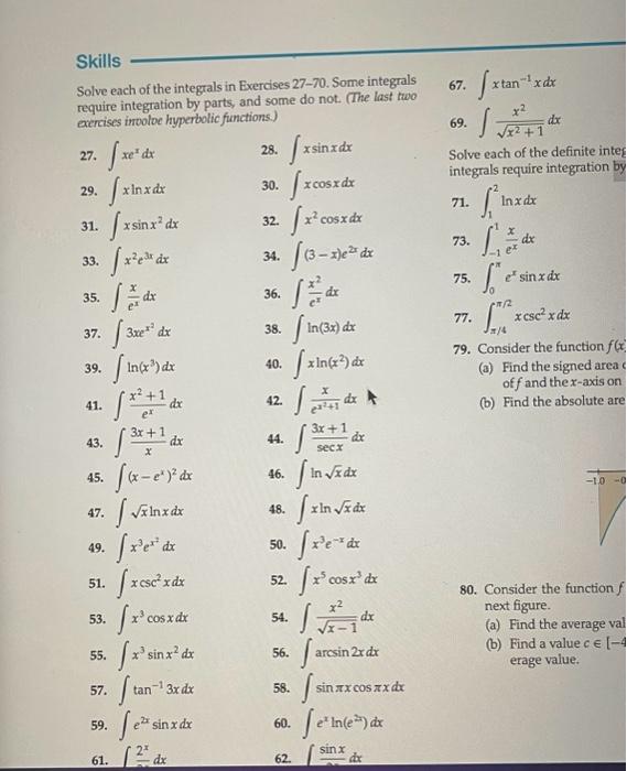 Solved Solve each of the integrals in Exercises 27-70. Some | Chegg.com