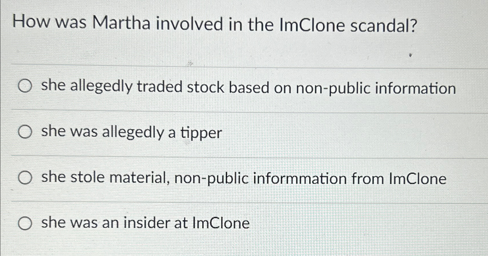 Solved How was Martha involved in the ImClone scandal?she | Chegg.com