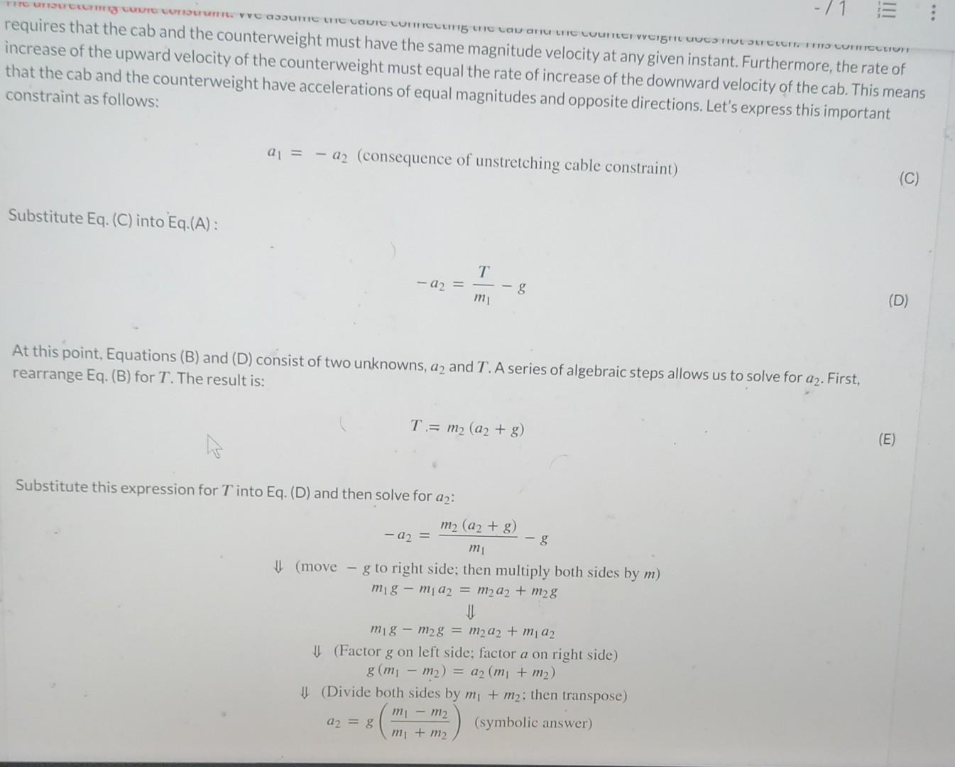 Solved A simple model of an elevator consists of the cab, | Chegg.com