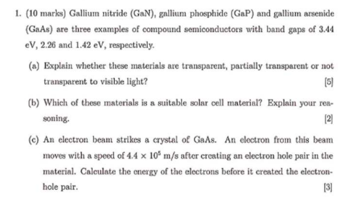Solved 1. ( 10 ﻿marks) ﻿Gallium nitride ( ﻿GaN ), ﻿gallium | Chegg.com