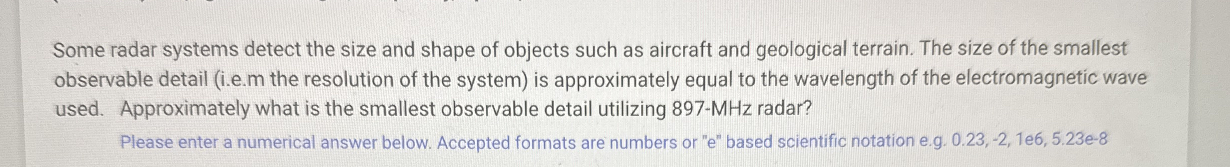 Solved Some Radar Systems Detect The Size And Shape Of
