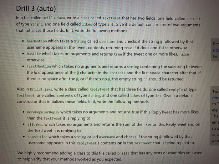 Solved Drill 2 (auto) Create a file called Drill2.java | Chegg.com