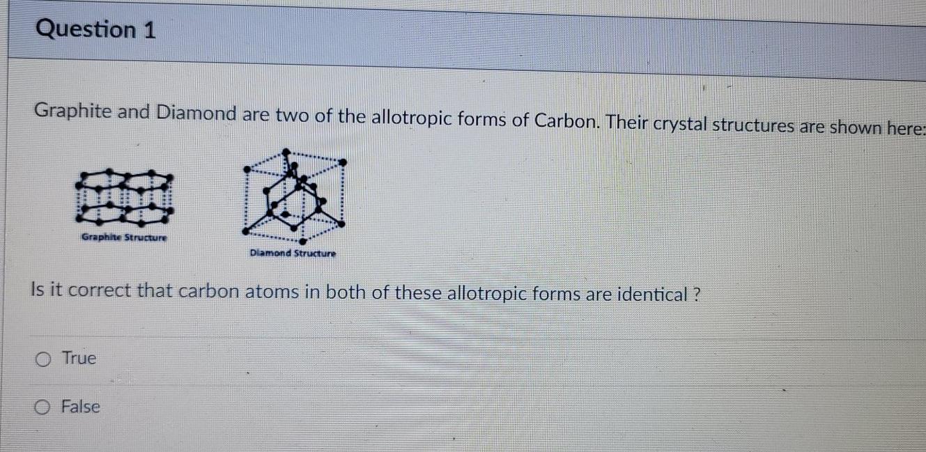 Solved Question 1 Graphite and Diamond are two of the | Chegg.com