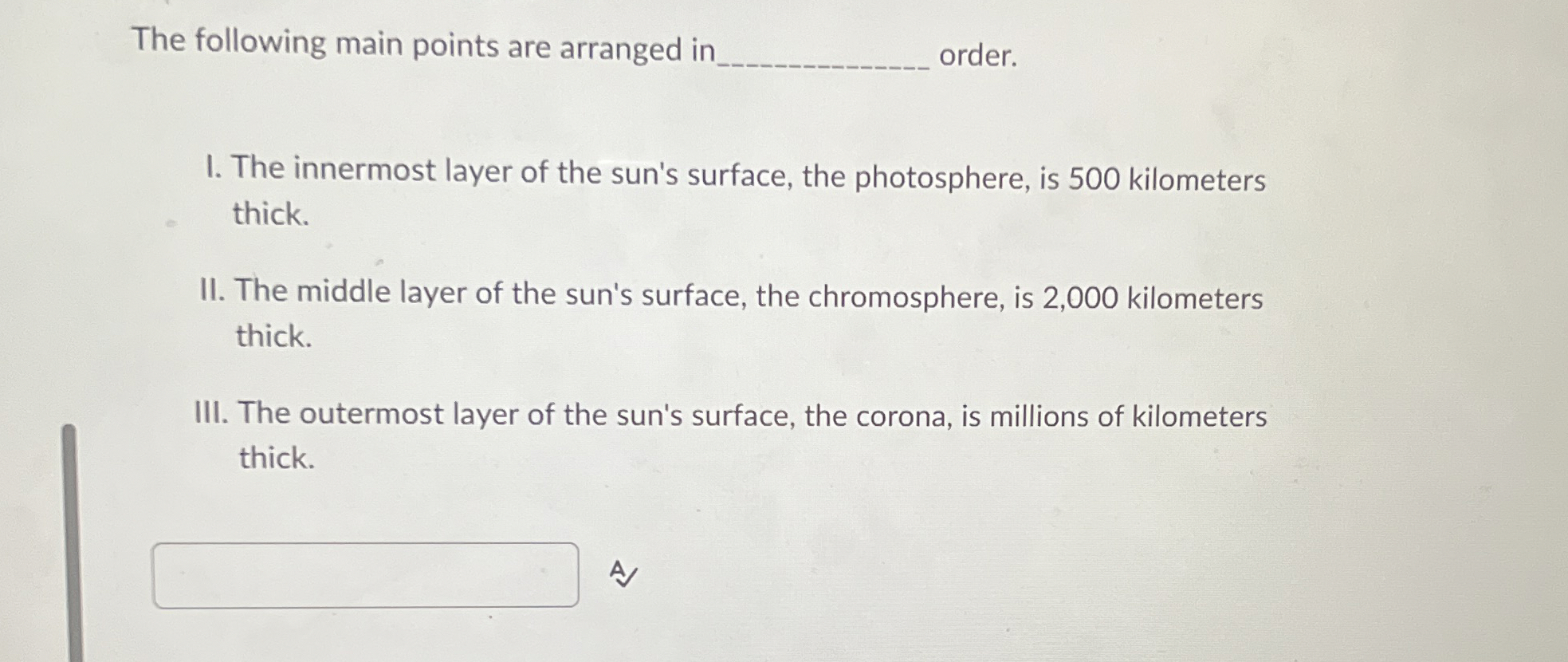 Solved The following main points are arranged in what | Chegg.com