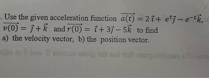 Solved acceleration function a(t) = 21+ etj - e-tk, and r(0) | Chegg.com