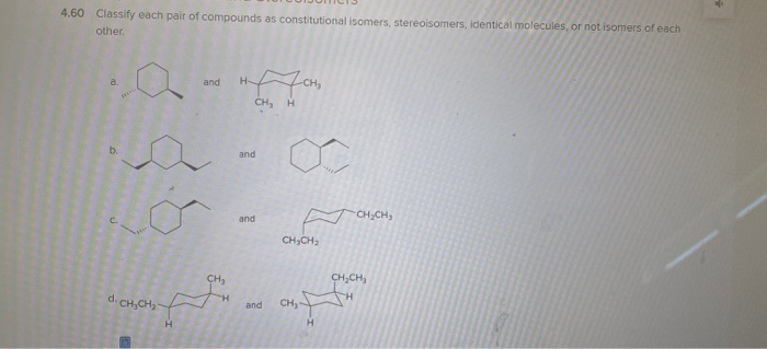 Solved 4.60 Classify each pair of compounds as | Chegg.com