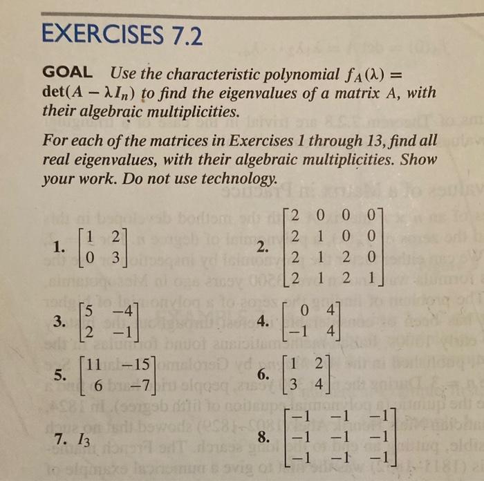 Solved GOAL Use the characteristic polynomial fA(λ)= | Chegg.com