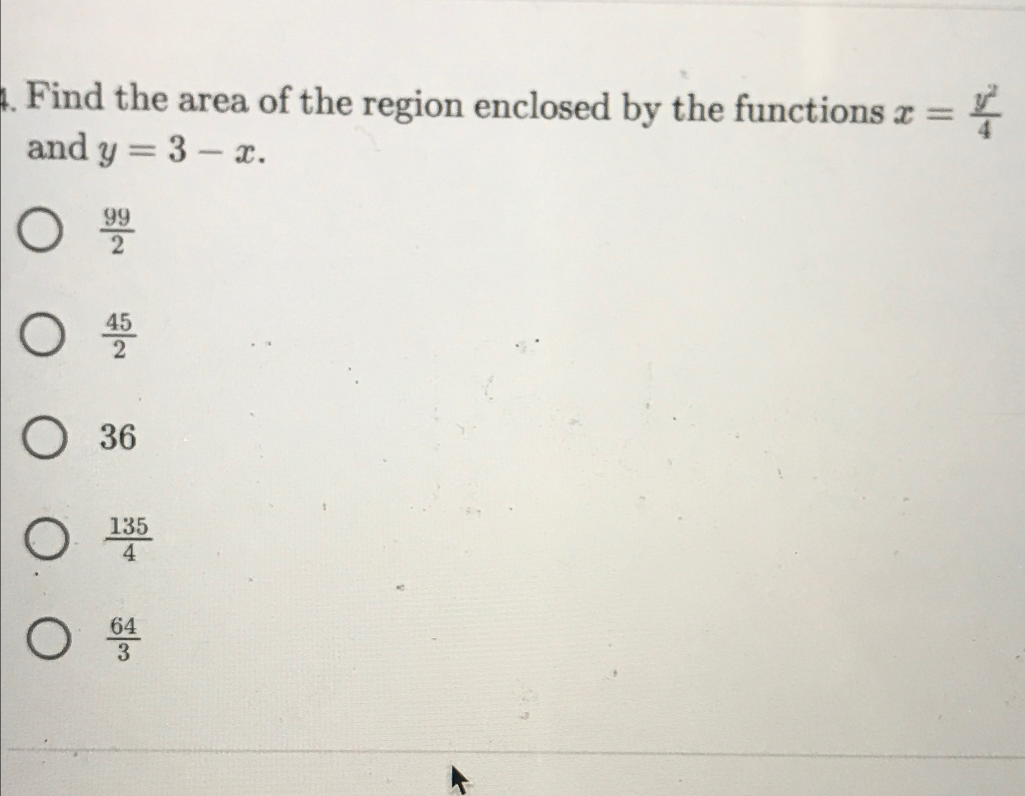 Solved Find the area of the region enclosed by the functions | Chegg.com
