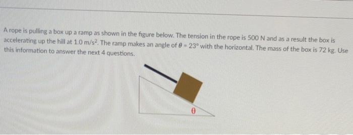 Solved A rope is pulling a box up a ramp as shown in the | Chegg.com
