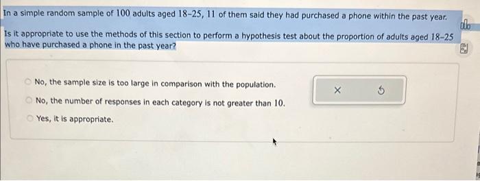 Solved n a simple random sample of 100 adults aged 18−25,11 | Chegg.com