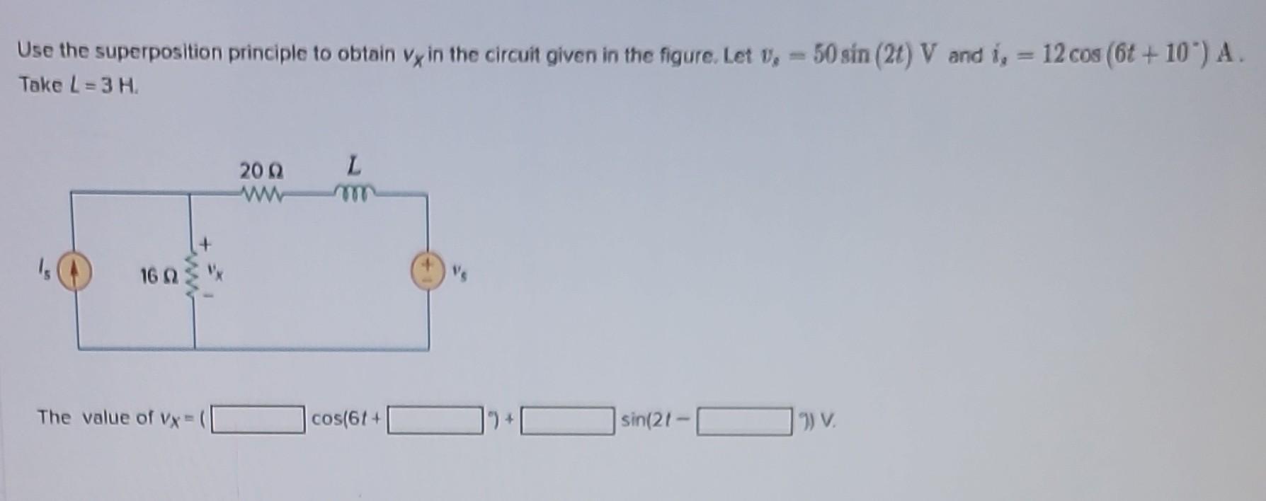 Solved Use the superposition principle to obtain vx in the | Chegg.com