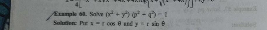 Solved Example 60. Solve (x2+y2)(p2+q2)=1 Solution: Put | Chegg.com