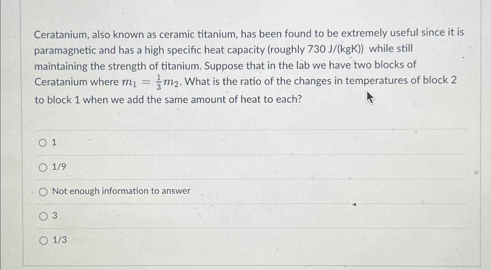Solved Ceratanium, also known as ceramic titanium, has been | Chegg.com