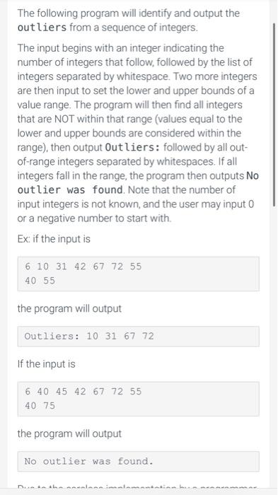 Solved The following program will identify and output the | Chegg.com