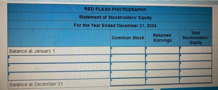 Solved On January 1, 2024, Red Flash Photography had the | Chegg.com