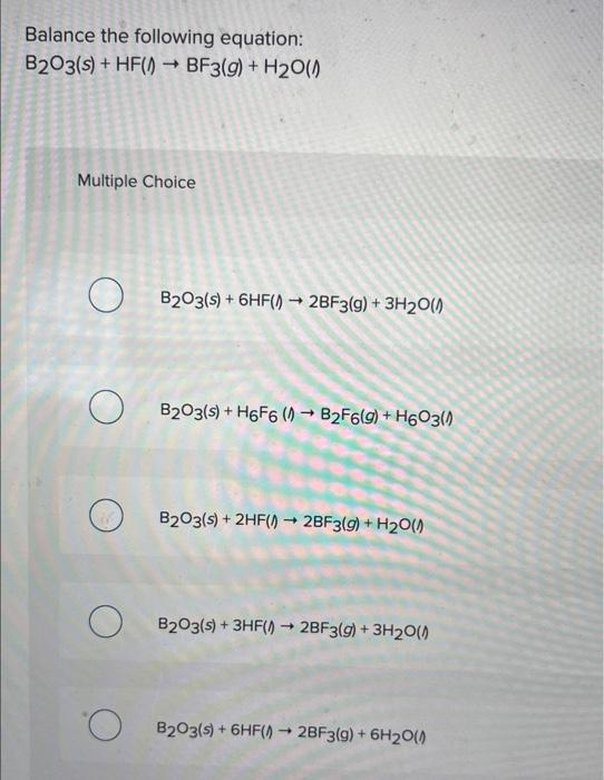 Solved Balance the following equation: | Chegg.com