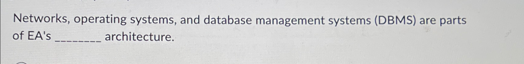 Solved Networks, operating systems, and database management | Chegg.com