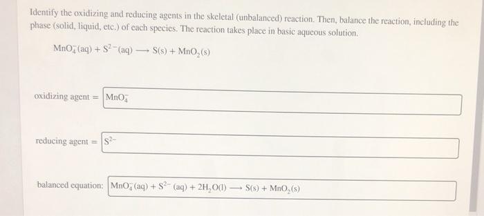 Solved Identify the oxidizing and reducing agents in the | Chegg.com
