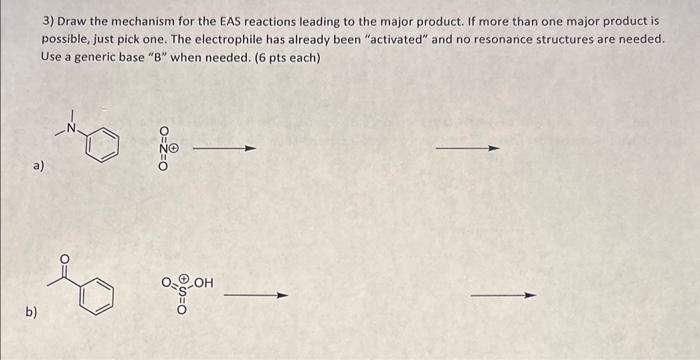Solved 3) Draw the mechanism for the EAS reactions leading | Chegg.com