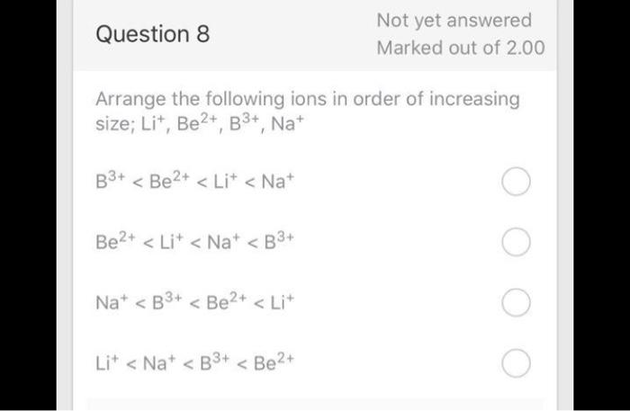 Solved Question 8 Not yet answered Marked out of 2.00 | Chegg.com Solved Question 8 Not yet answered Marked out of 2.00 | Chegg.com