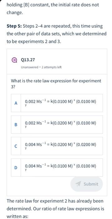 Solved The expression for the rate law of our example | Chegg.com