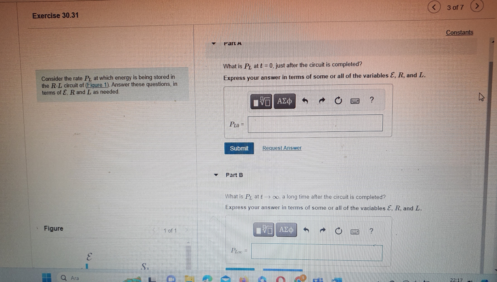 Solved Exercise 30.313 ﻿of 7ConstantsConsider the rate PL | Chegg.com