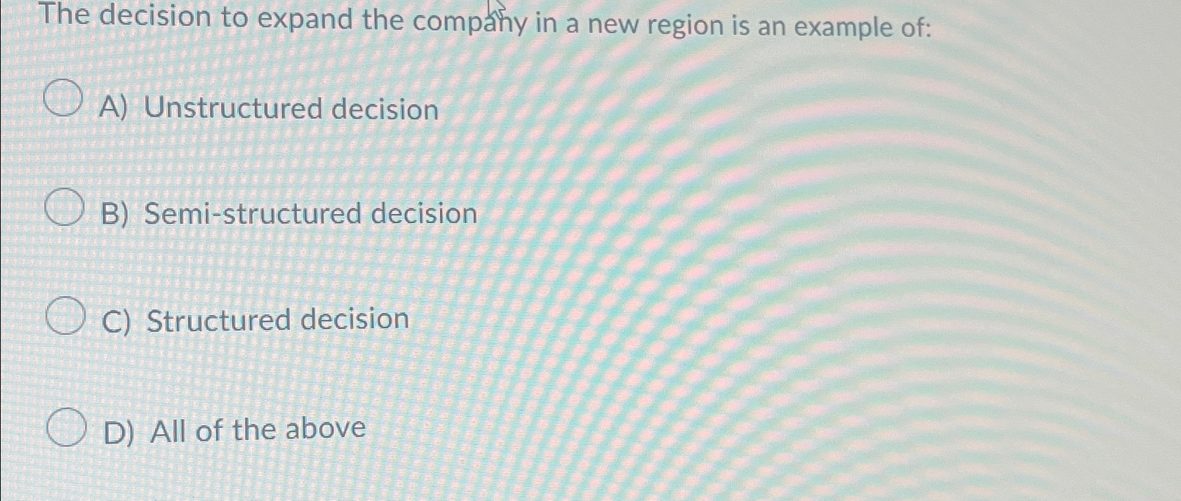Solved The decision to expand the compahy in a new region is | Chegg.com