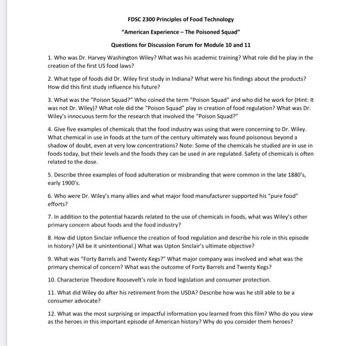 FDSC 2300 Principles of Food Technology "American | Chegg.com