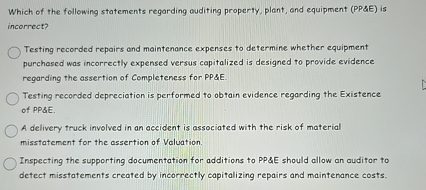 Solved Which of the following statements regarding auditing | Chegg.com
