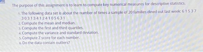 Solved The purpose of this assignment is to learn to compute | Chegg.com
