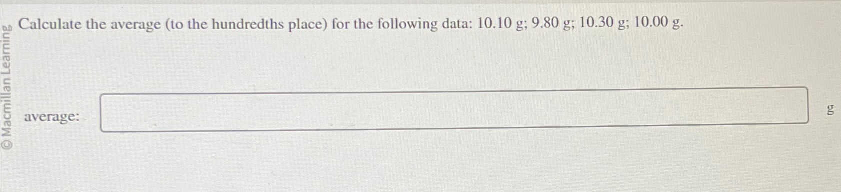 Solved Calculate the average (to the hundredths place) ﻿for | Chegg.com