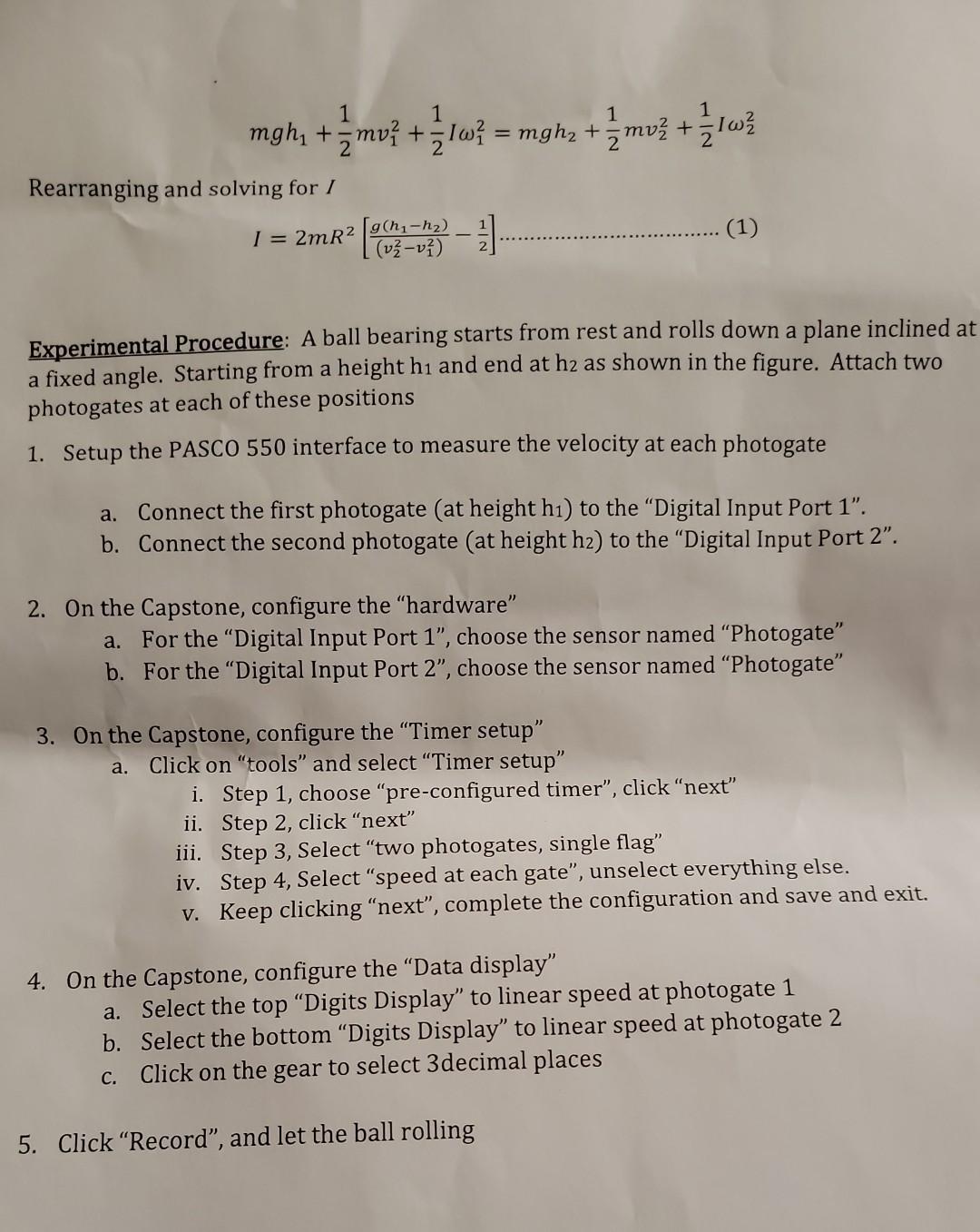 Solved Aim: To estimate the moment of inertia of a ball | Chegg.com