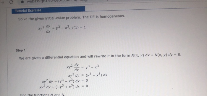 Solved webassign.ne Tutorial Exercise Solve the given | Chegg.com