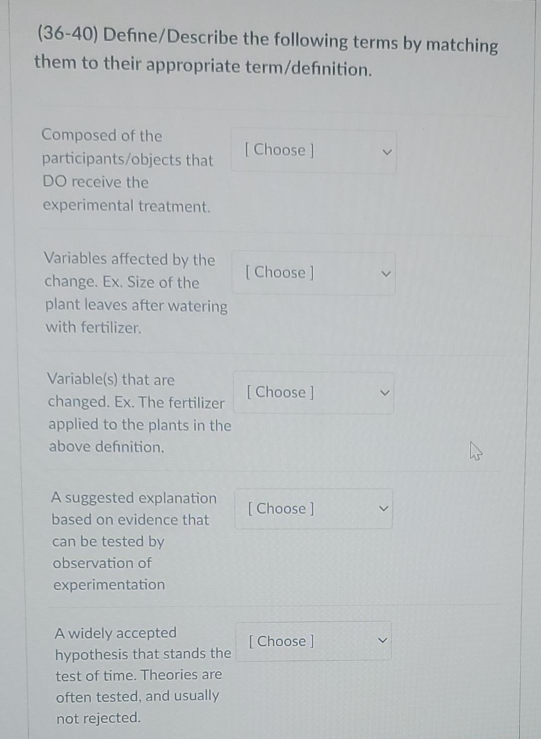 Solved (36-40) ﻿Define/Describe the following terms by | Chegg.com