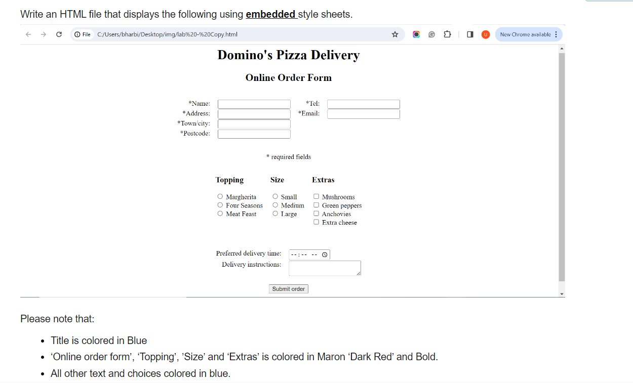 Solved Domino's Pizza DeliveryOnline Order | Chegg.com