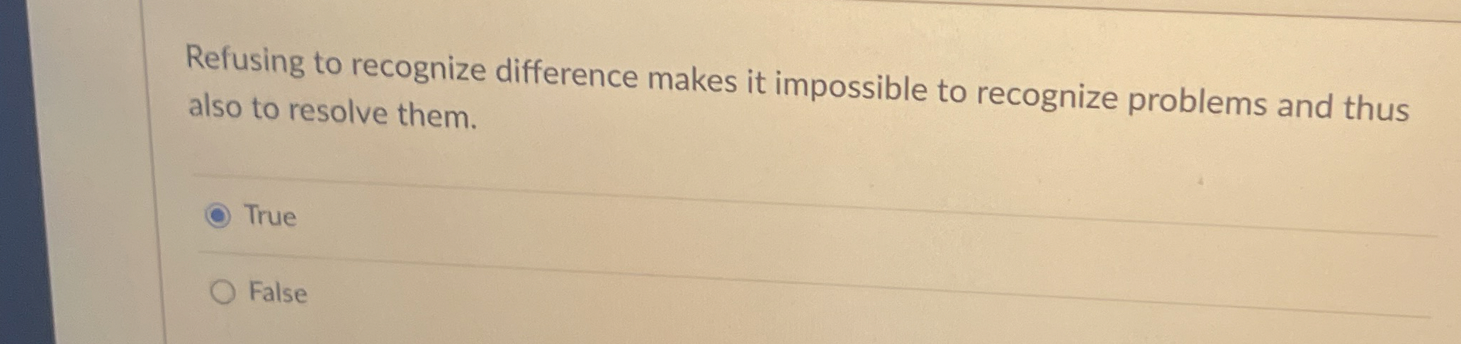 Solved Refusing to recognize difference makes it impossible | Chegg.com