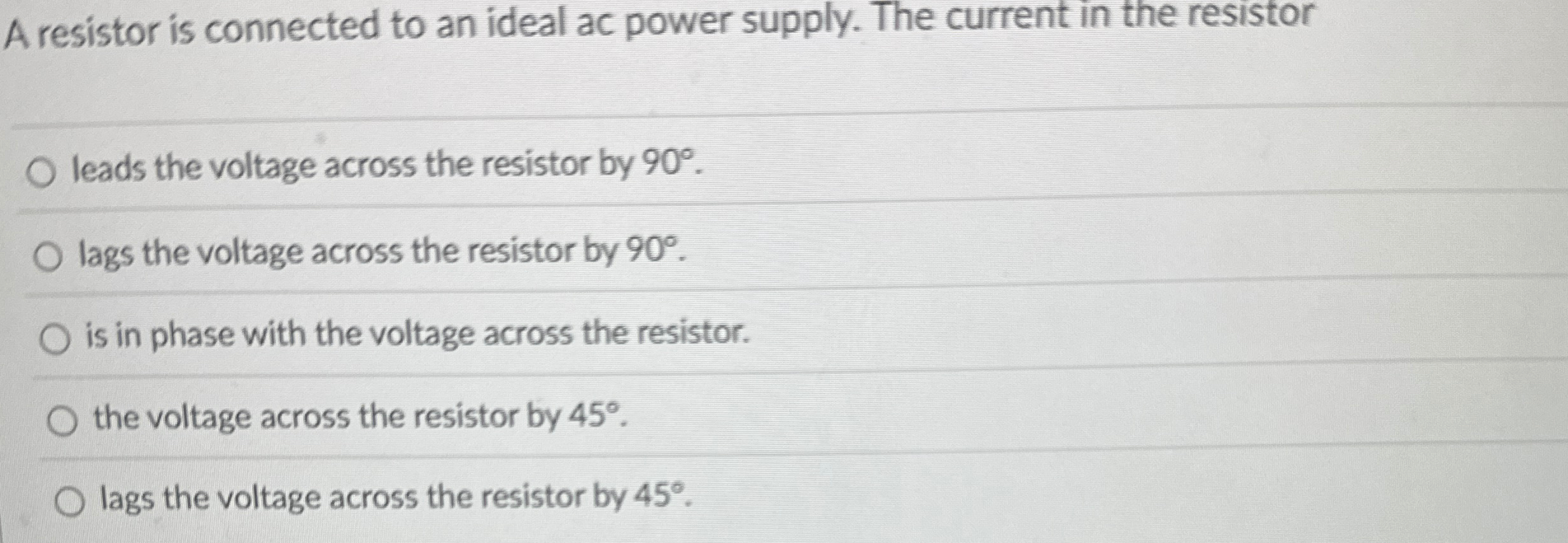 Solved A resistor is connected to an ideal ac power supply. | Chegg.com