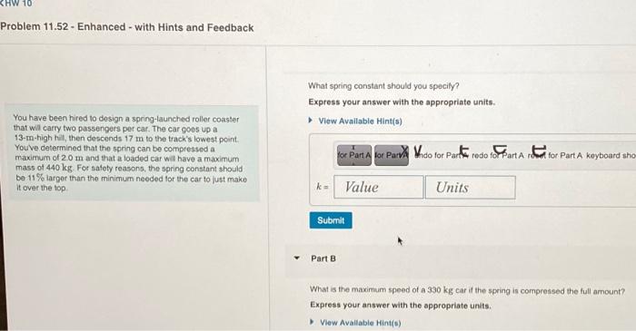 Solved Problem 11.52 - Enhanced - with Hints and Feedback | Chegg.com