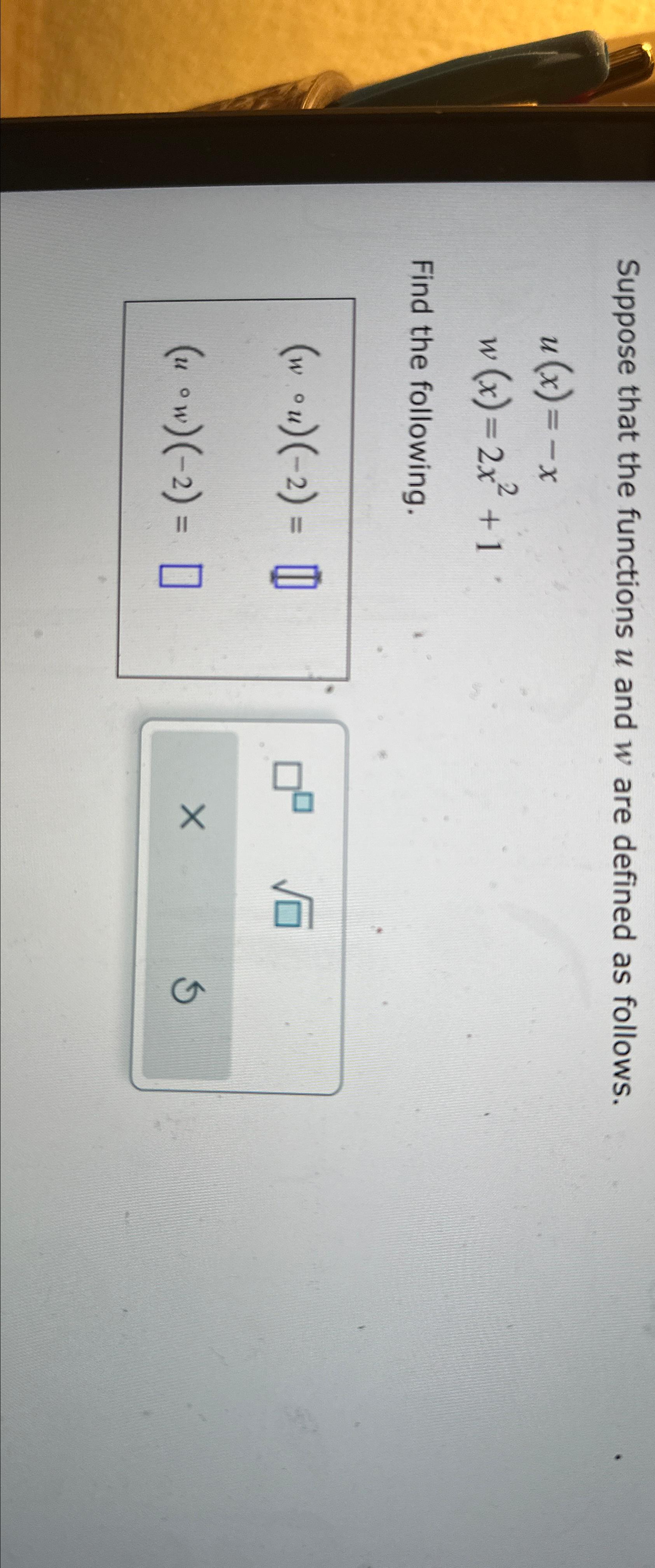 Solved Suppose that the functions u ﻿and w ﻿are defined as | Chegg.com