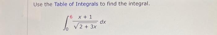 Solved Use the Table of Integrals to find the integral. | Chegg.com