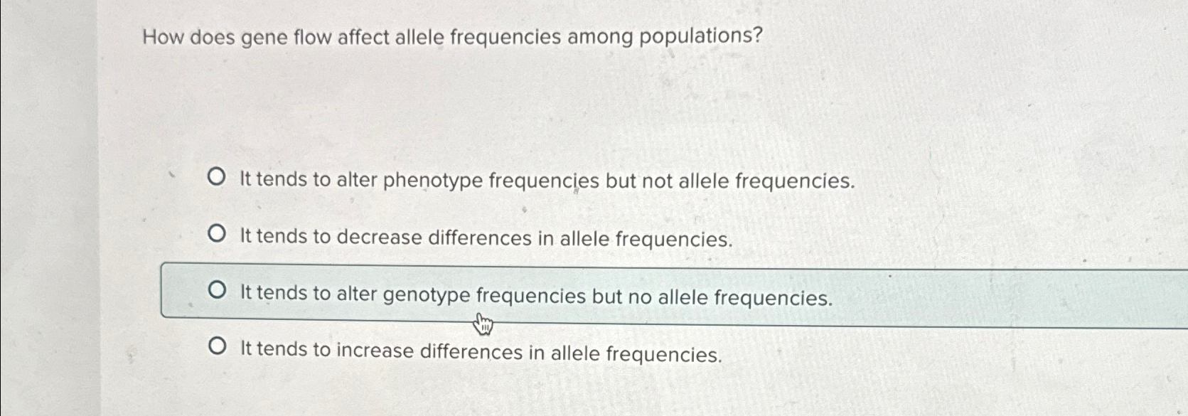 Solved How does gene flow affect allele frequencies among | Chegg.com