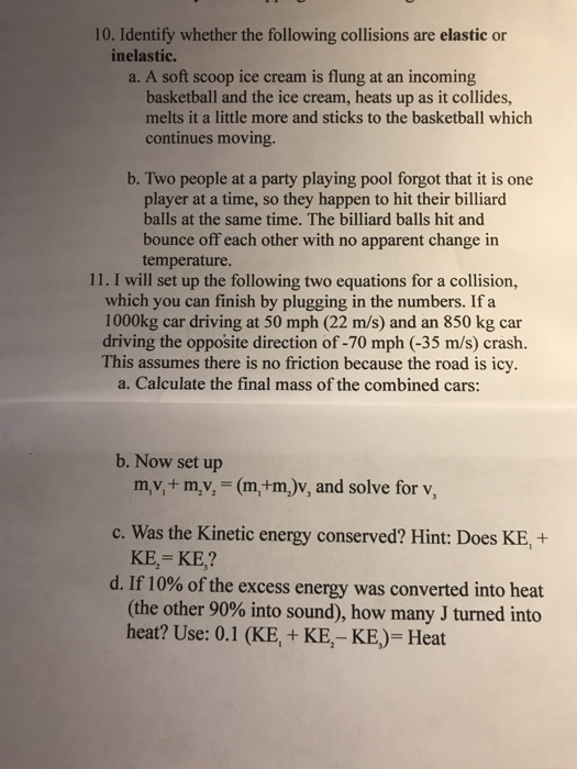 Solved 7. Identifying Energy Transfers: From the following | Chegg.com