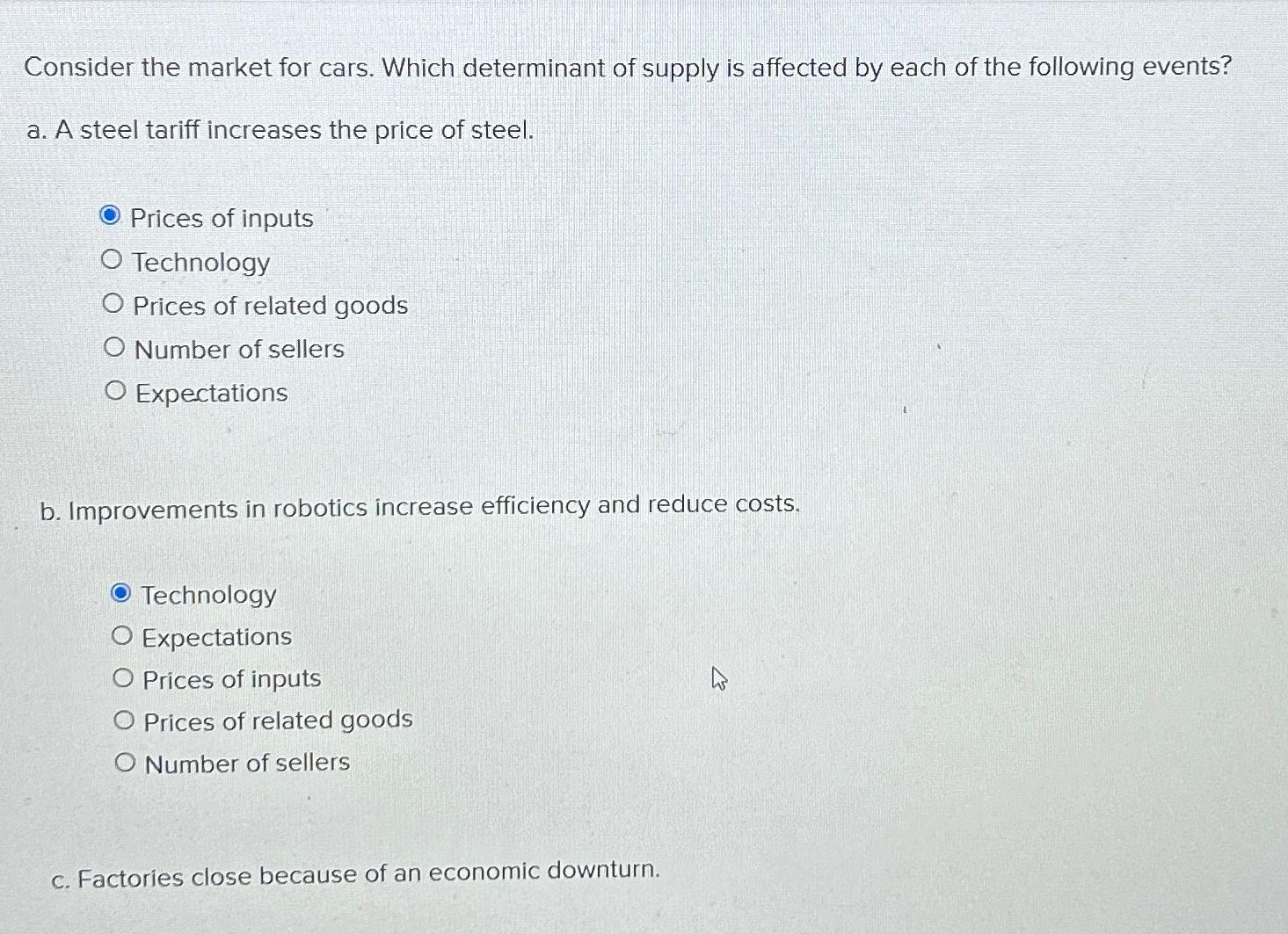 Solved Consider the market for cars. Which determinant of | Chegg.com