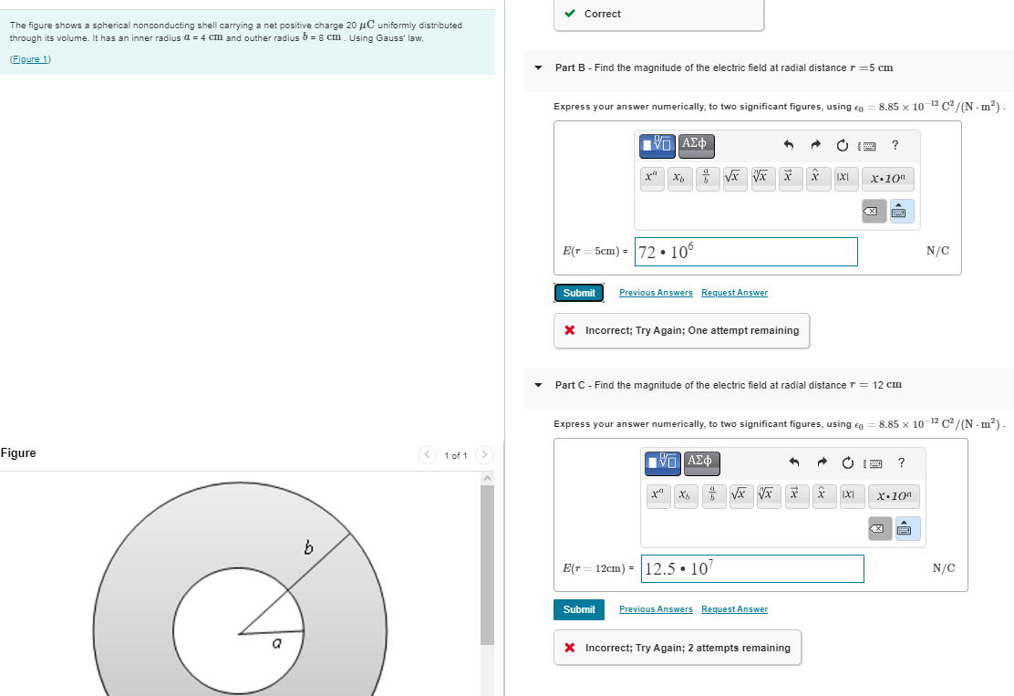 Solved The figure shows a spherical nonconducting shell | Chegg.com