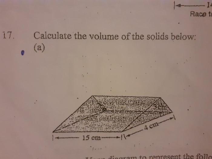 Solved 14 Racot 17 Calculate the volume of the solids below: | Chegg.com