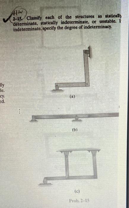 Solved 2-15. Classify each of the structures as statically | Chegg.com