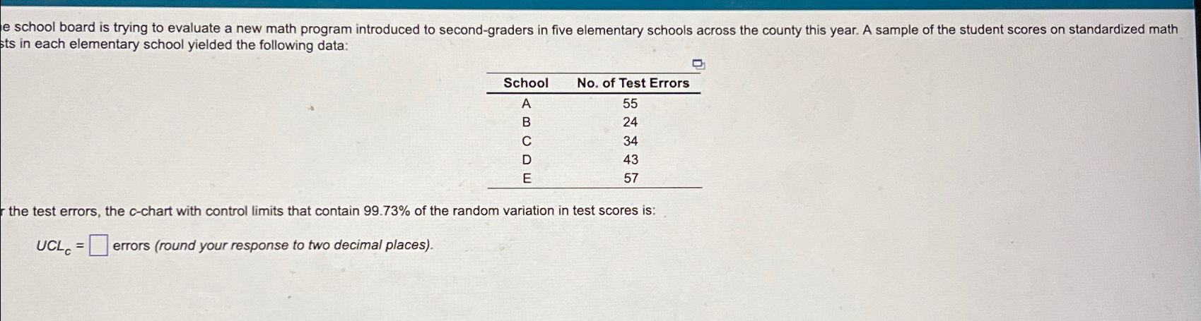 Solved e school board is trying to evaluate a new math | Chegg.com