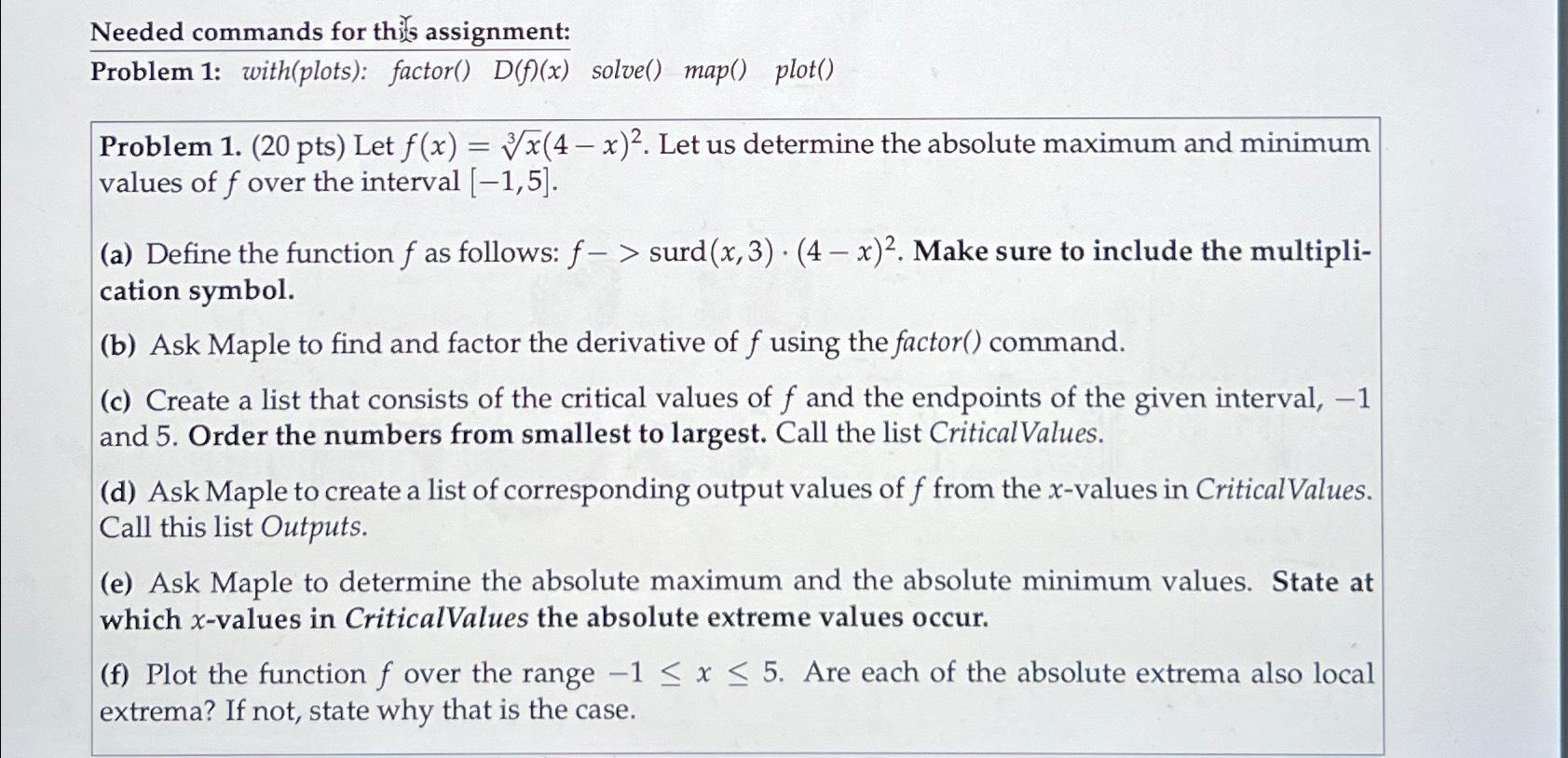 Solved Needed commands for thits assignment:Problem 1: | Chegg.com