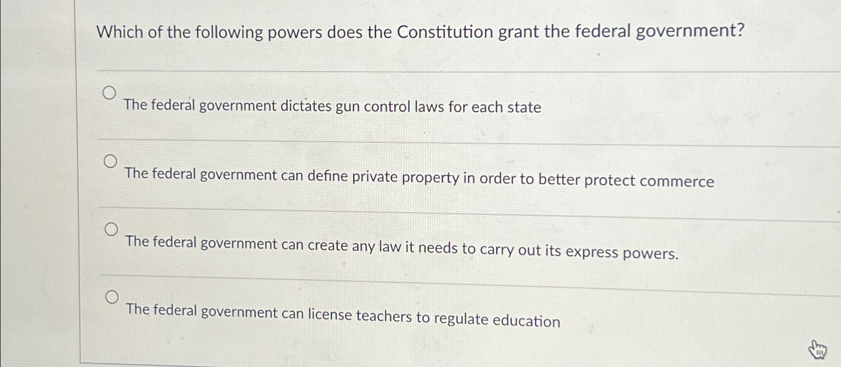 Solved Which of the following powers does the Constitution | Chegg.com
