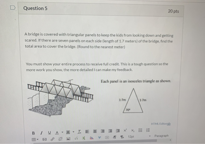 Solved D Question 5 20 pts A bridge is covered with | Chegg.com
